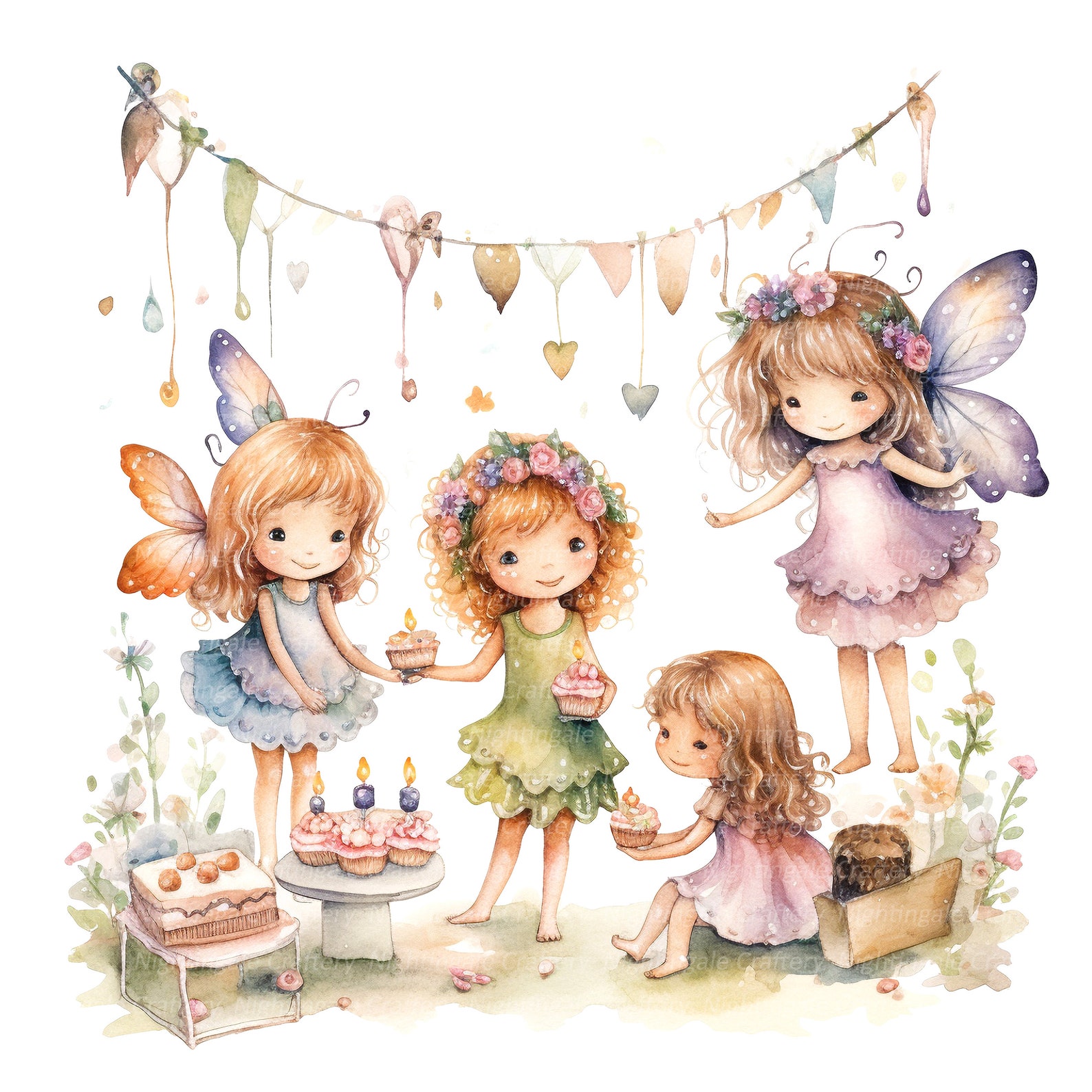 10 Fairy Party Clipart, Fairies Clipart, Printable Watercolor Clipart ...