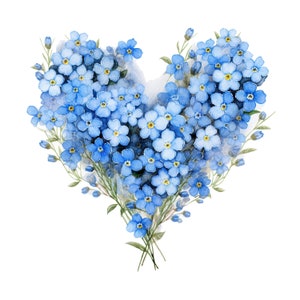 10 Floral Heart Clipart Pngs, Cherry, Forget Me Not, Digital Clipart ...