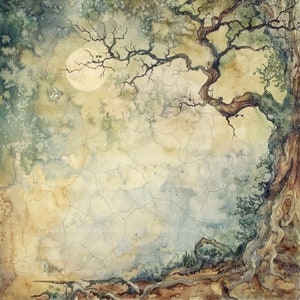 18 Fantasy Trees Vintage Papers, 12 X 12 Digital Paper Pack, Junk ...