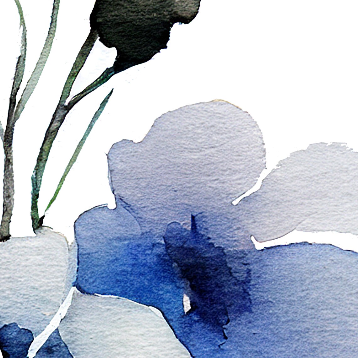 Blue Flowers Bouquet Printable, Blue Flowers Digital Print, Blue ...