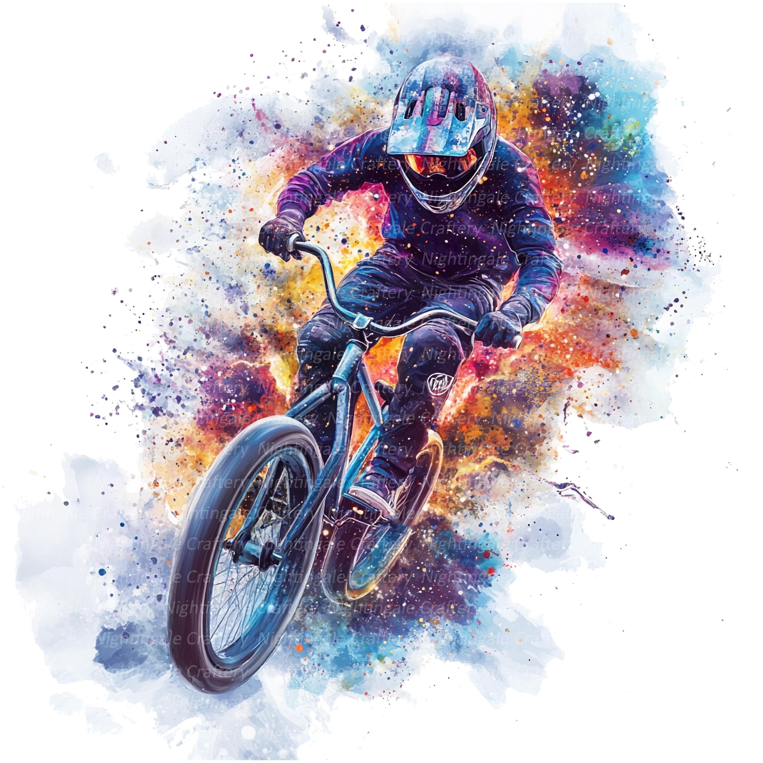 12 BMX Clipart, BMX Race, Abstract Bmx Bike, Printable Watercolor ...