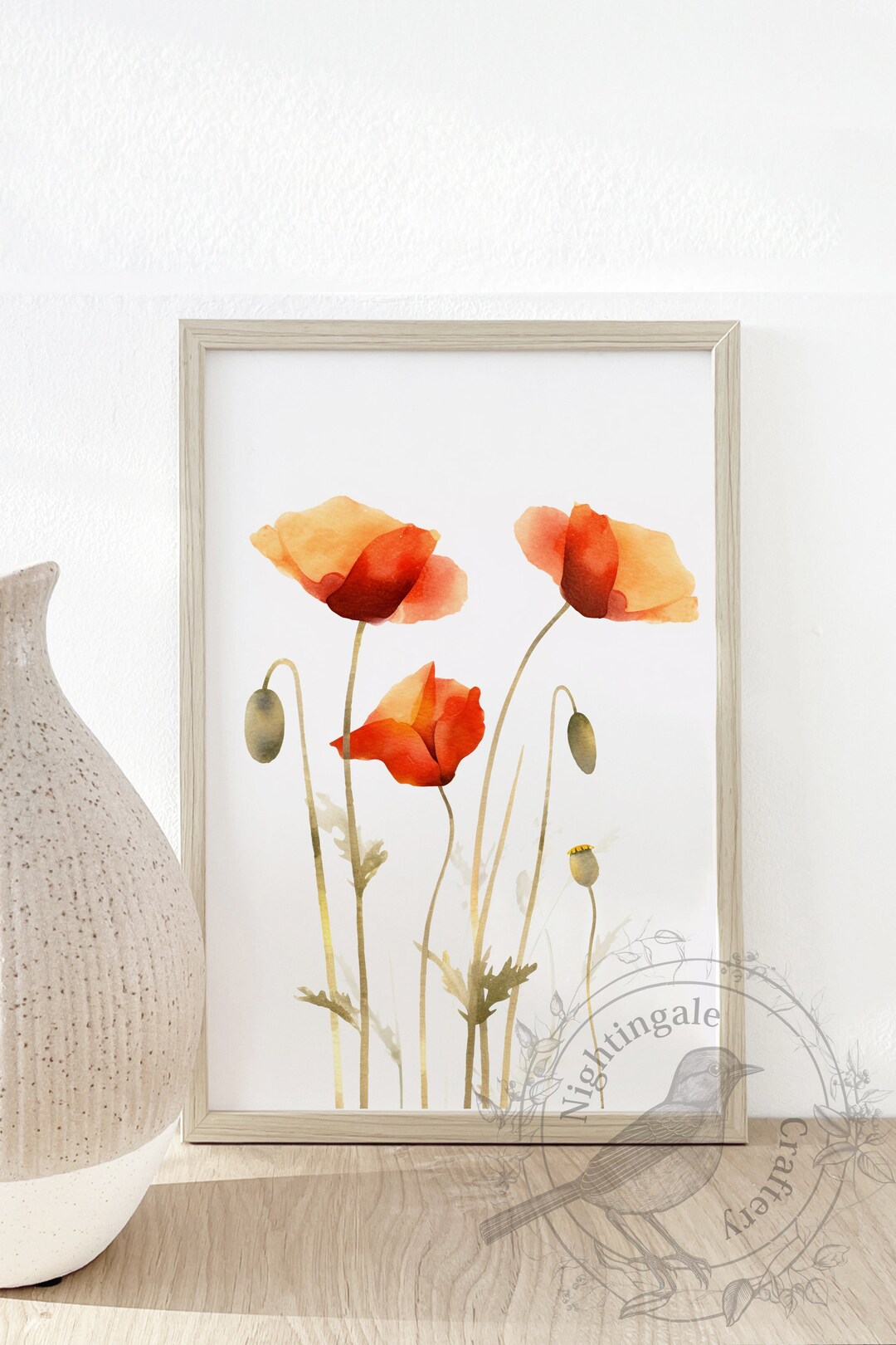 Poppy Printable, Red Poppie, Poppy Watercolor, Wildflowers Poster ...