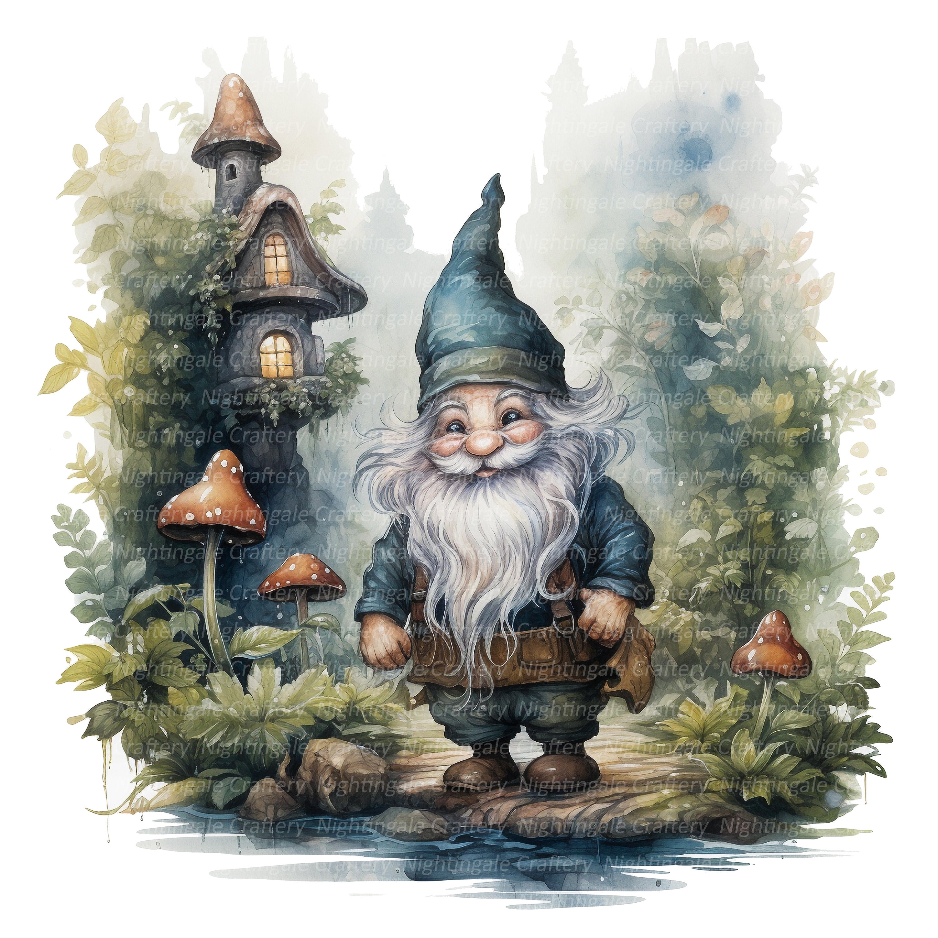 10 Magic Gnome Clipart, Forest Gnome Clipart, Printable Watercolor ...