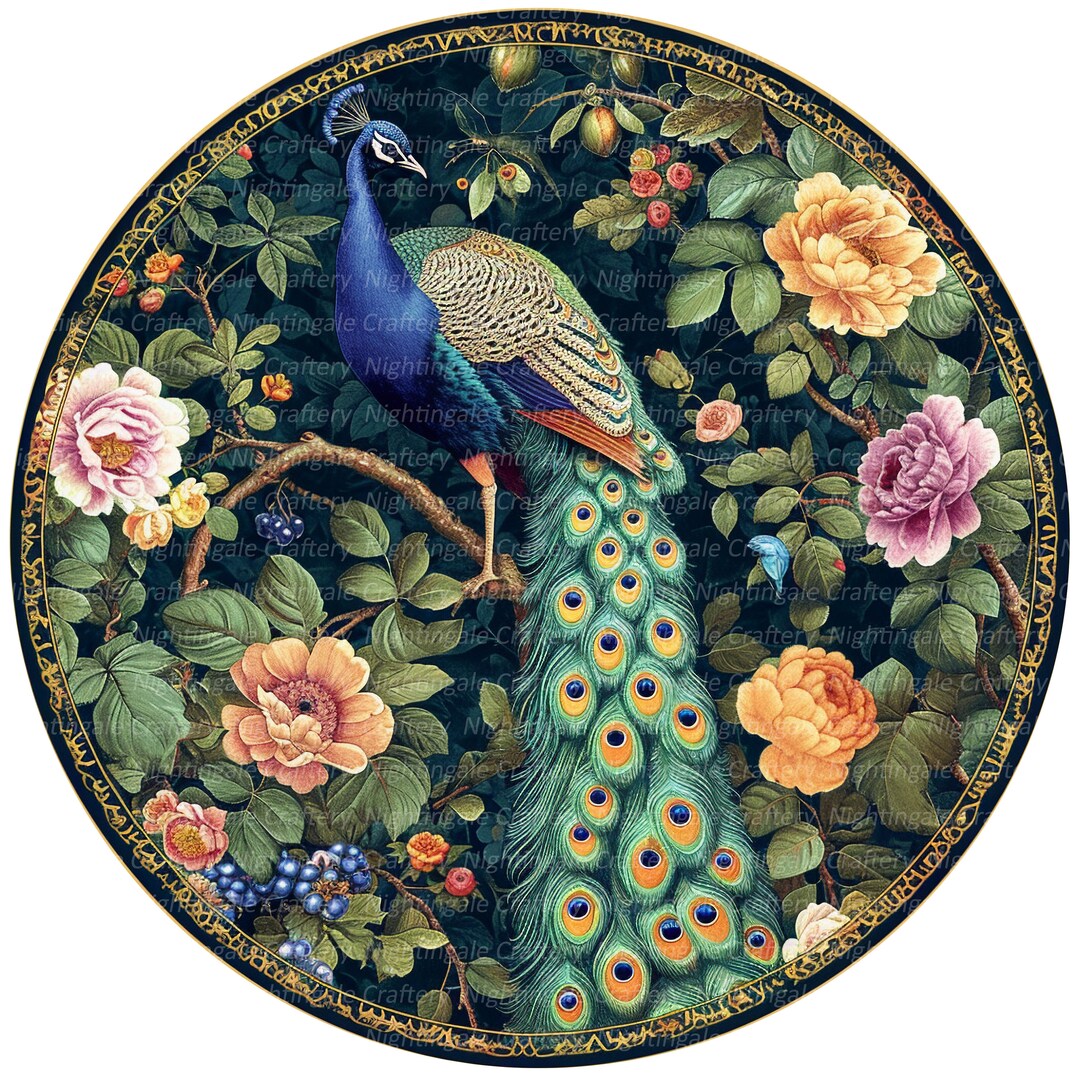 10 Floral Peacock Clipart Vintage Peacock Printable Watercolor Clipart High Quality S