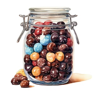 14 Jar With Candies Clipart, Candy Clipart, Printable Watercolor ...