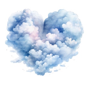 16 Watercolor Heart Clipart, Cloud Shaped Heart, Digital Clipart ...