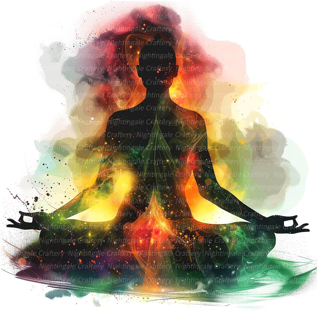 12 Meditation Clipart, Spiritual Clipart, Yoga, Printable Watercolor ...