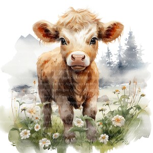 Cow Calf Clipart, Farm Clipart, Printable Watercolor Clipart, 10 High ...