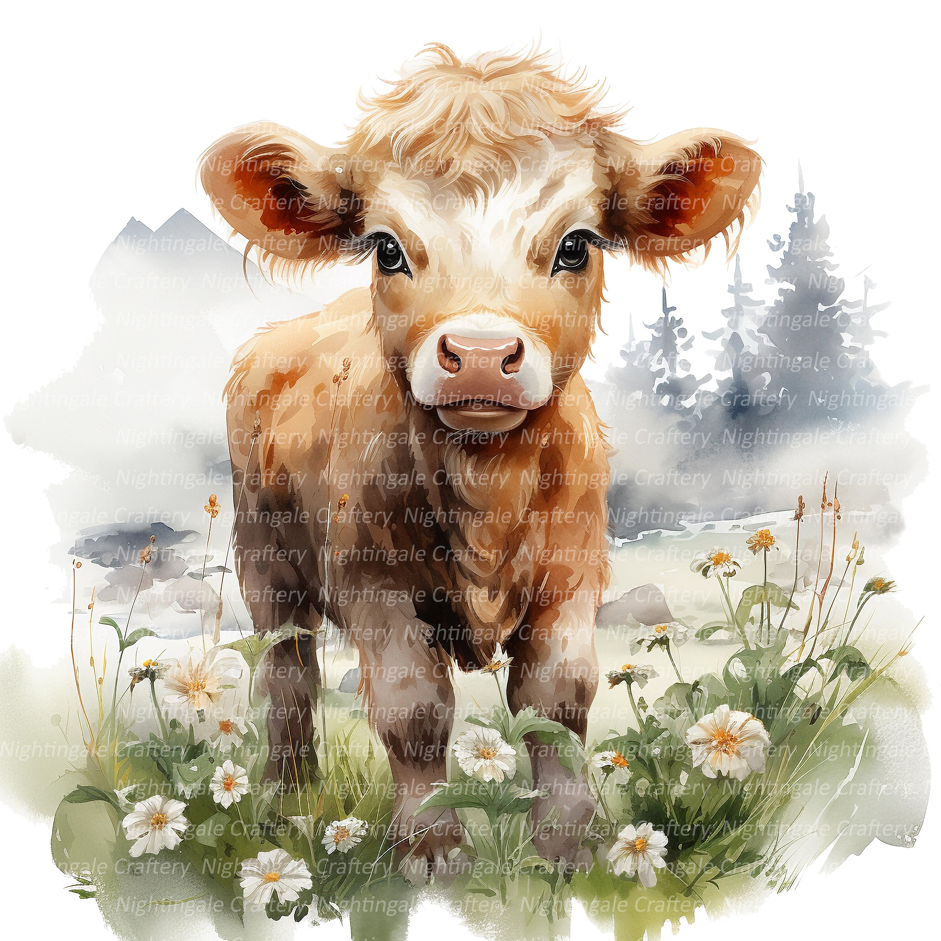 Cow Calf Clipart Farm Clipart Printable Watercolor Clipart - Etsy