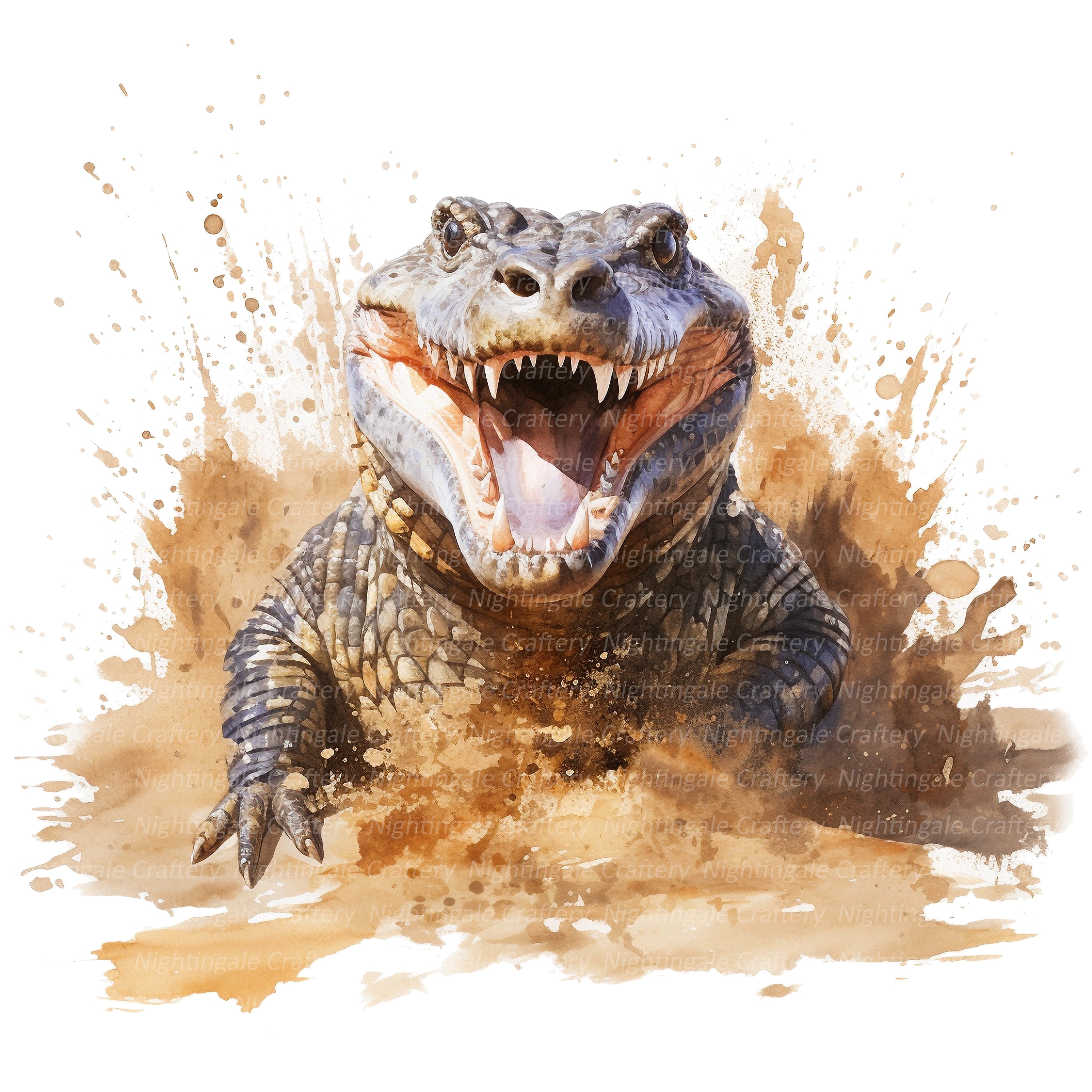 10 Crocodile Clipart, Crocodile in Swamp, Printable Watercolor Clipart ...