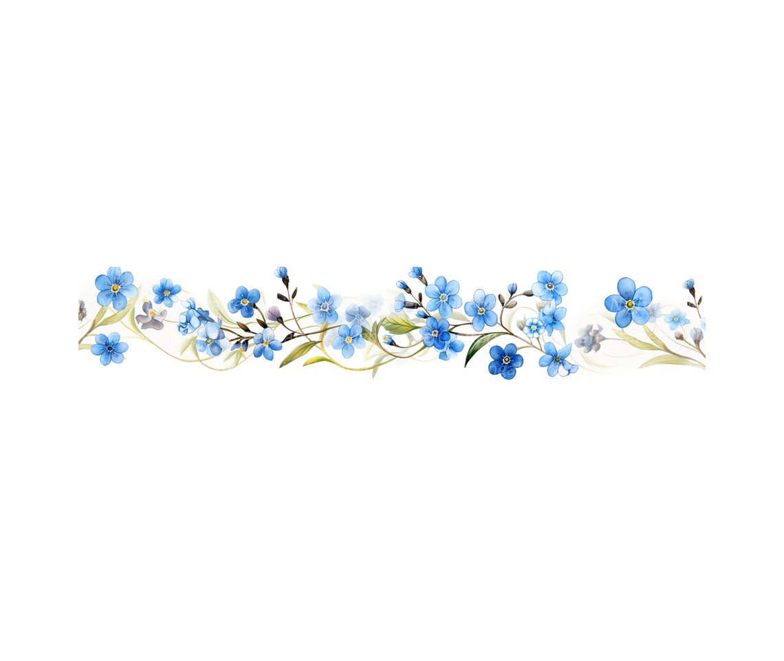 Floral Border Forget Me Not Border Digital Clipart - Etsy