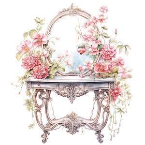 14 Floral Dressing Table Clipart, Cosmetic Table, Digital Clipart ...