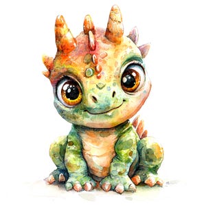 14 Dinosaur Baby Clipart Set 2, Dino Clipart, Printable Watercolor ...