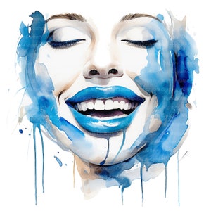 16 Coloured Lips Clipart, Attractive Smiles, Printable Watercolor ...