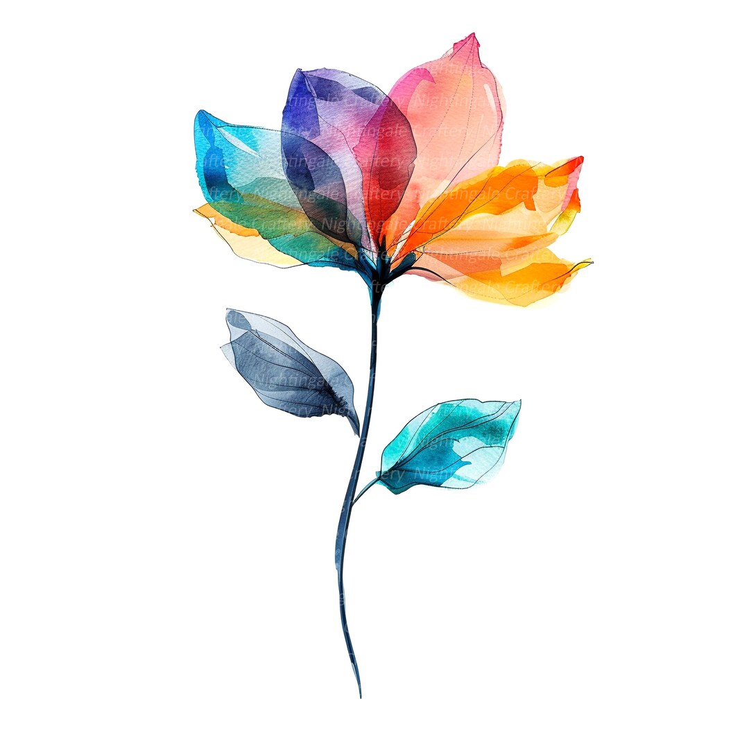 10 Various Flowers Clipart Set 2, Flowers Print, Printable Watercolor ...