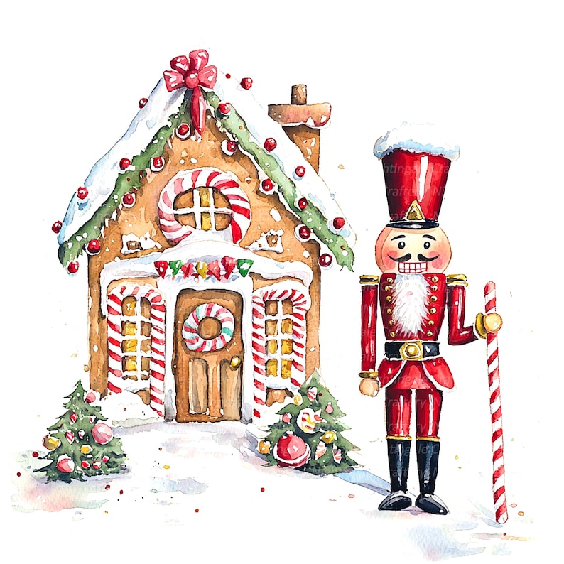 12 Christmas Nutcracker Clipart, Gingerbread, Printable Watercolor ...