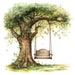 8 Swing in Tree Clipart, Floral Swing, Printable Watercolor Clipart ...