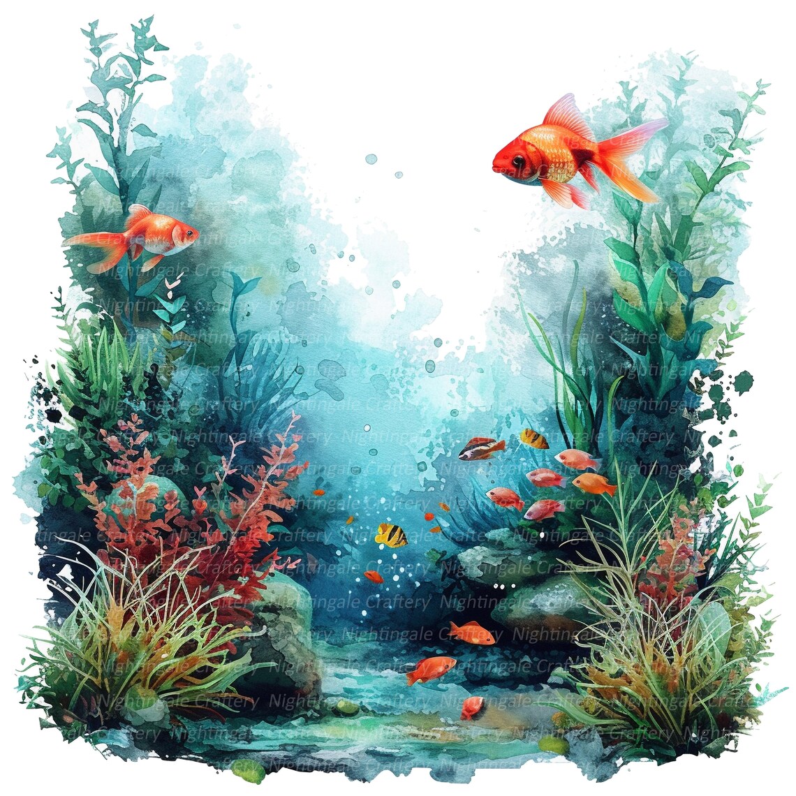 12 Underwater Life Clipart, Underwater Plants, Printable Watercolor ...