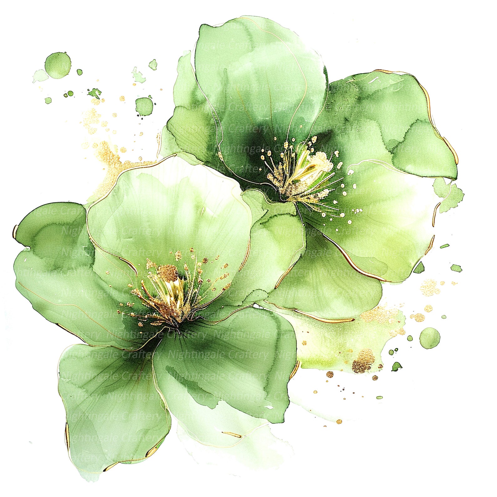 8 Abstract Flowers Clipart Lime Gold Flower Flowers Print Printable