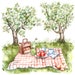 11 Spring Picnic Clipart, Picnic in Park, Printable Watercolor Clipart ...