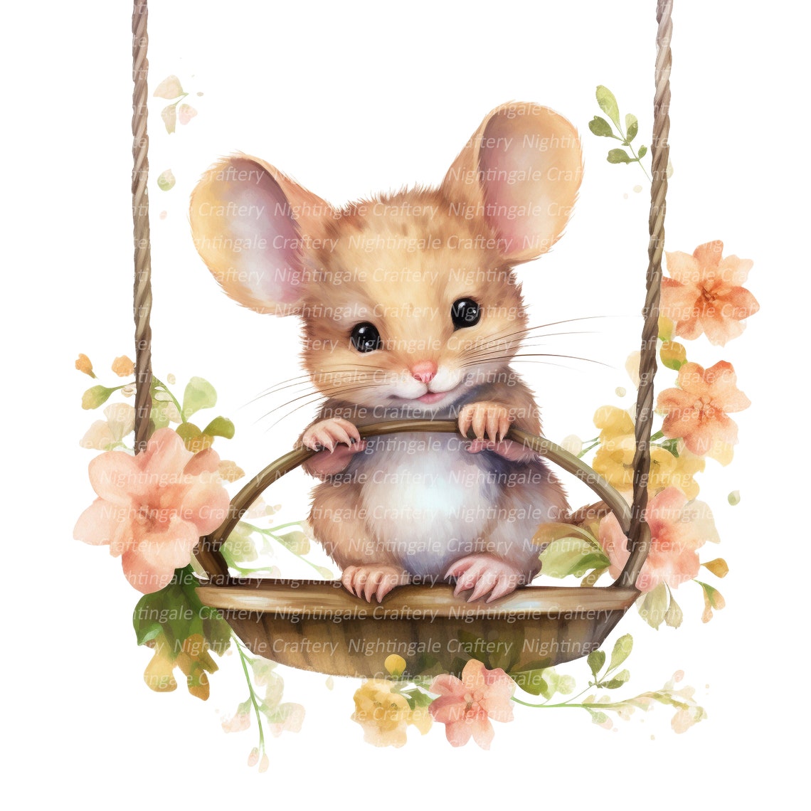 Baby Mouse Swing Clipart Printable Watercolor Clipart 10 - Etsy