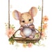 Baby Mouse Swing Clipart Printable Watercolor Clipart 10 - Etsy
