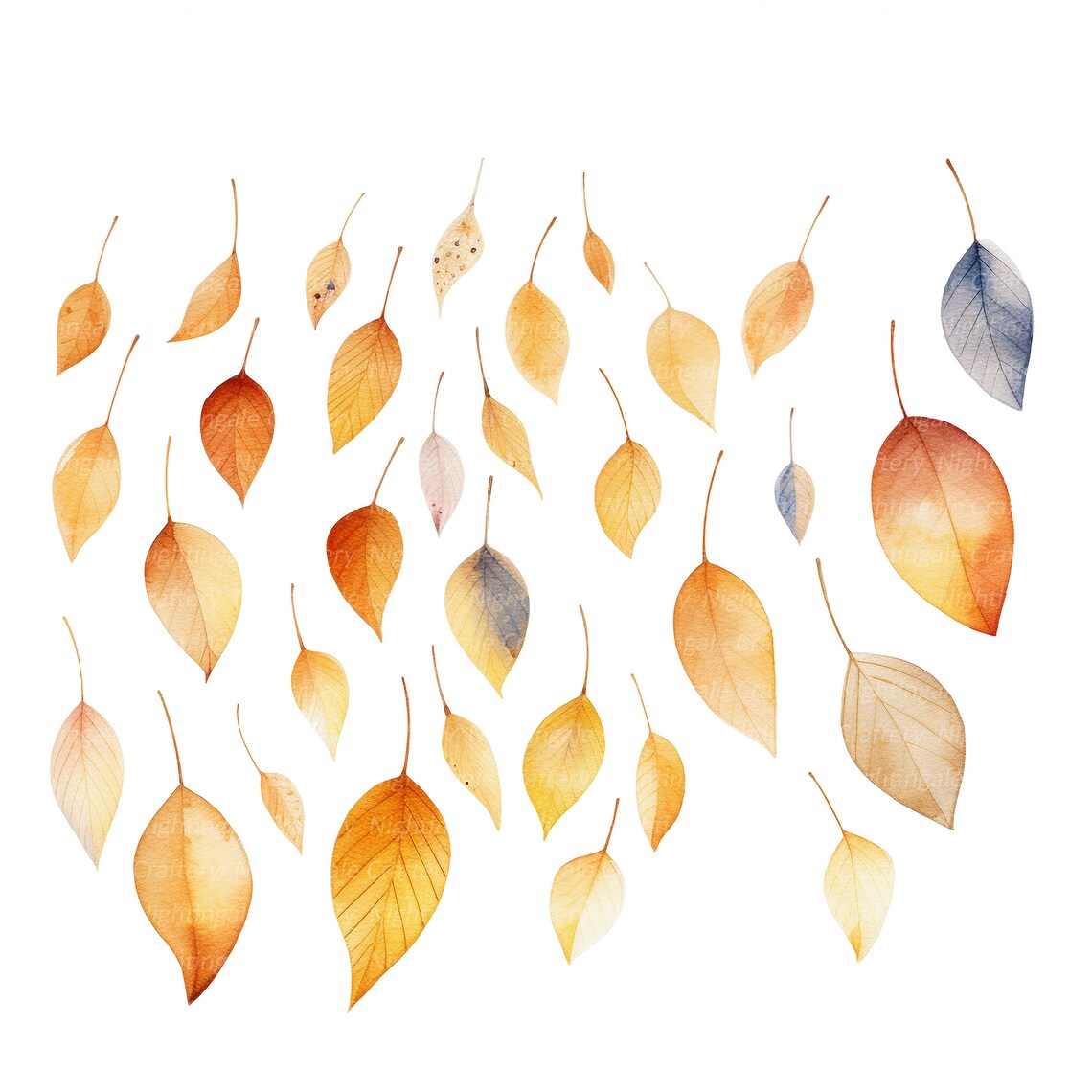 12 Falling Autumn Leaves Clipart, Fall Leaves, Printable Watercolor ...