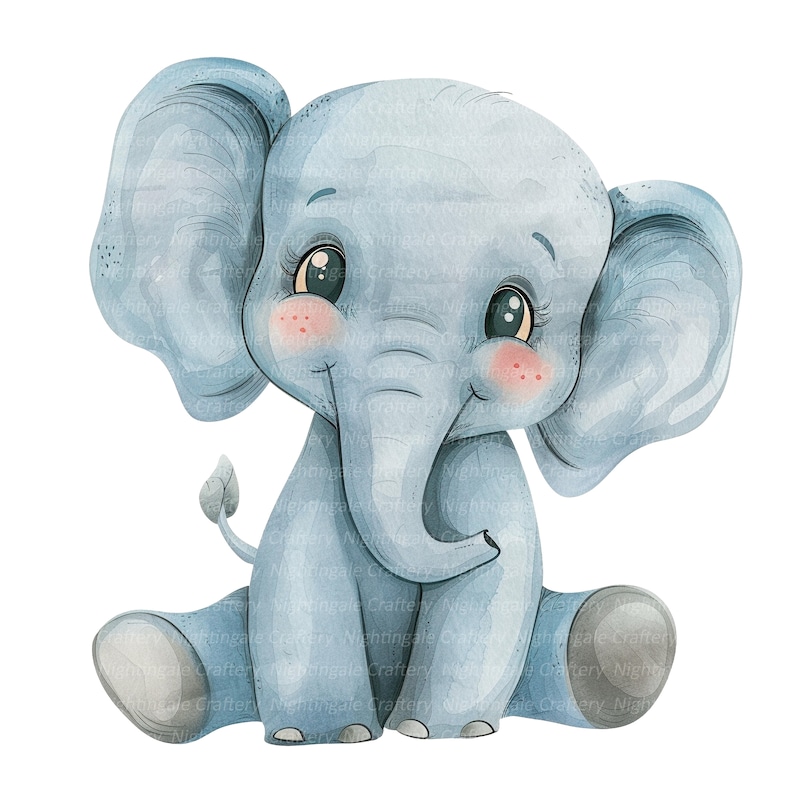 Cartoon Elephant Clipart - Etsy