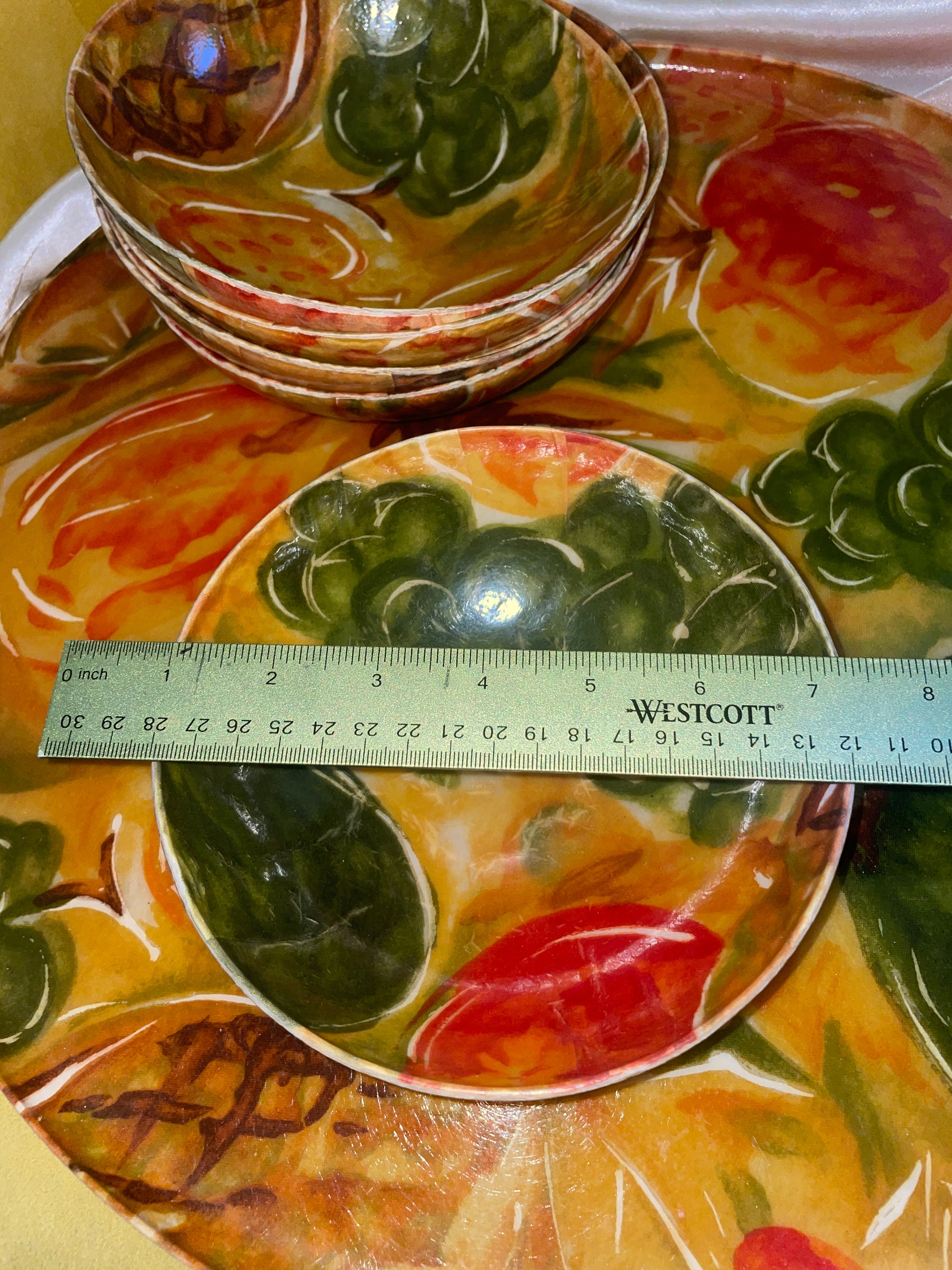 Vintage Tropical Fiberglass Bowls and Plates | 9PC Set | Retro ...