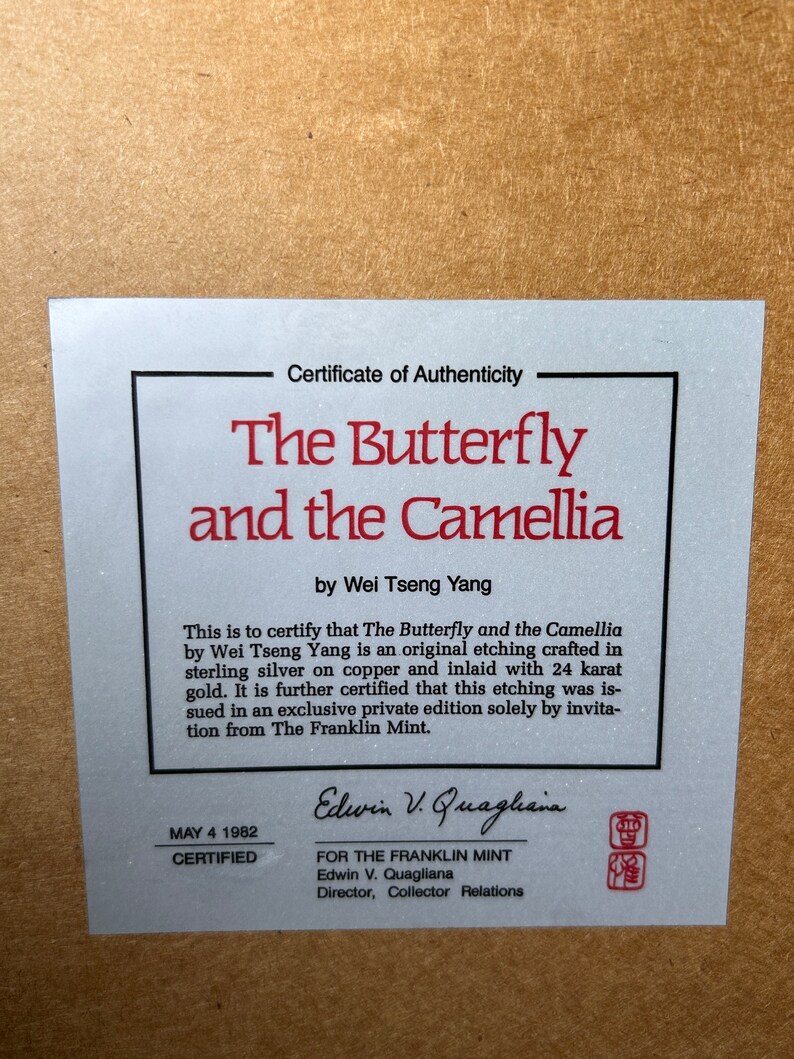 Vintage Wei Tseng Yang Etching - "the Butterfly and the Camellia" - Etsy