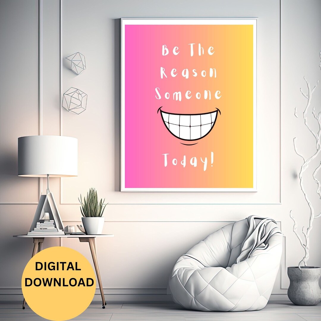 Digital Inspirational Quote "smile" With Positive Affirmation Printable ...