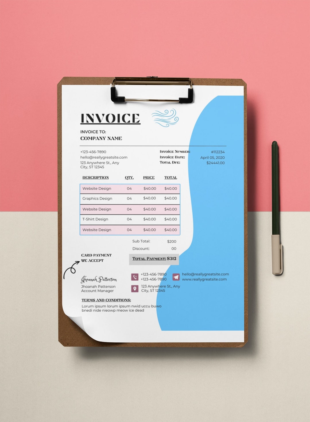 Digital Editable Invoice, Edit in Canva, Business Editable Invoice ...