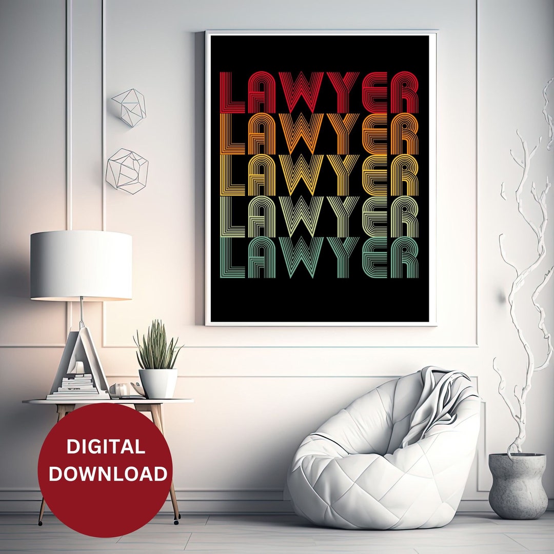 Digital Wall Art Text "lawyer" , Wall Art for Home Decor, Custom Wall ...