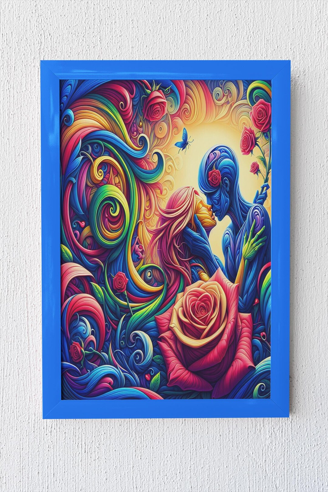 Colorful Psychedelic Love Digital Wall Prints | Surreal Embrace Digital ...