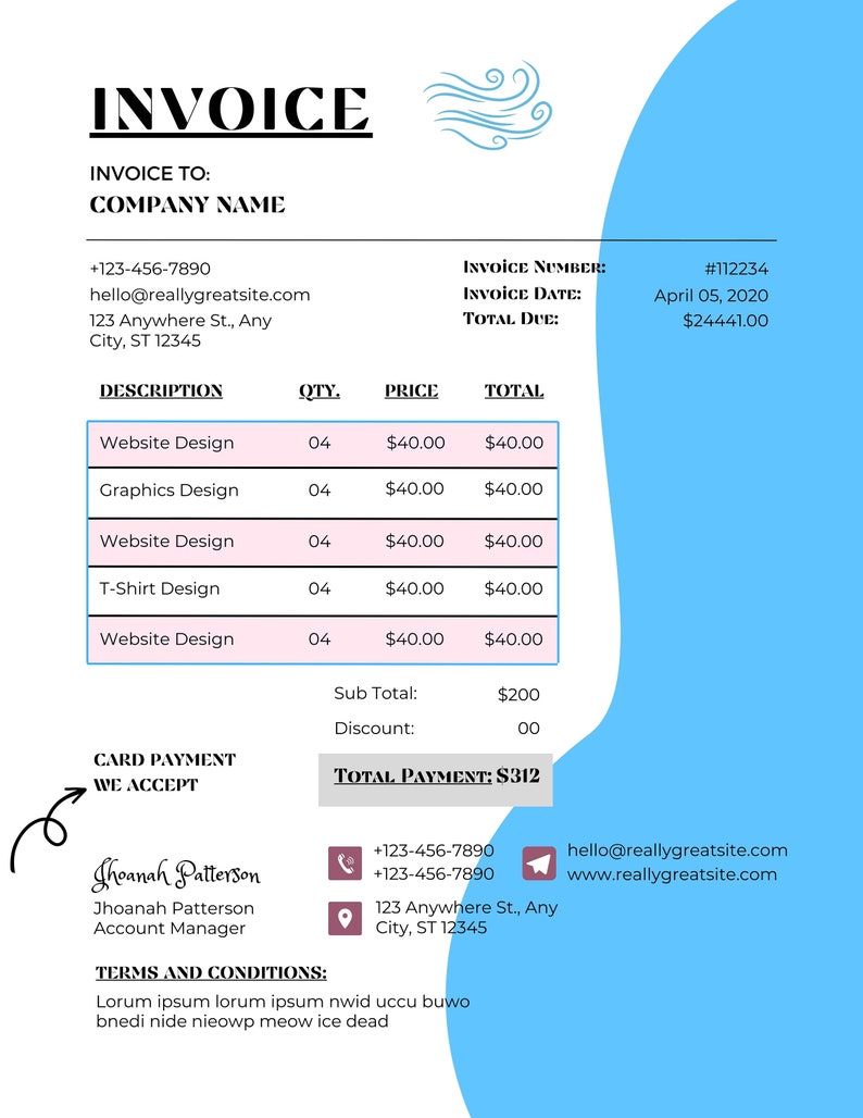 Digital Editable Invoice, Edit in Canva, Business Editable Invoice ...