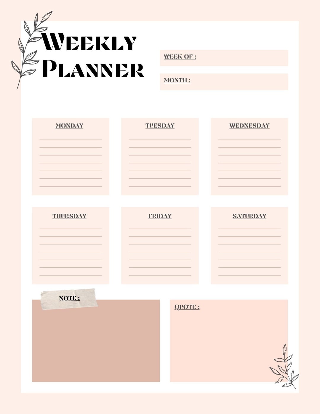 Weekly Planner, Easy Tasks and Minimal Planning, Planning Important ...
