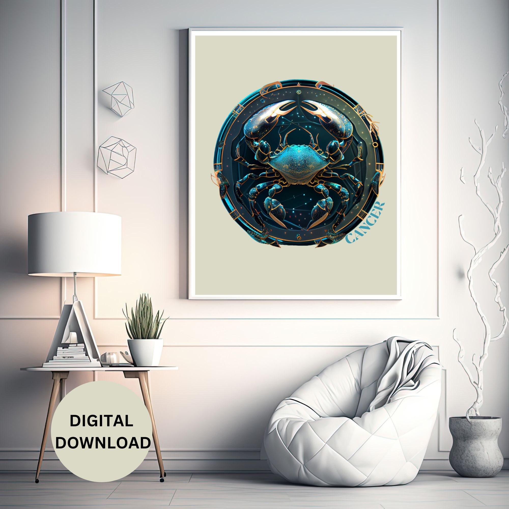 Digital Wall Art Zodiac Cancer, Wall Art for Home Decor, Custom Wall ...