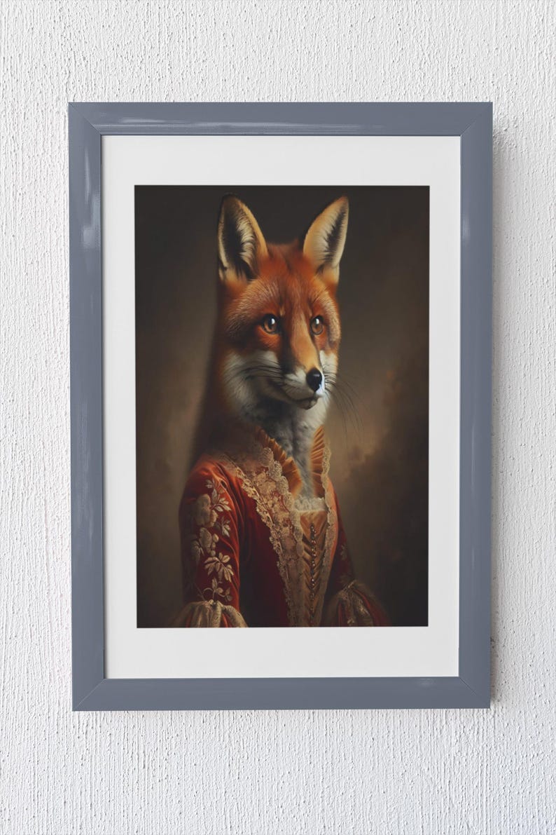 Regal Fox Portrait Digital Download – Victorian Animal Wall Art ...