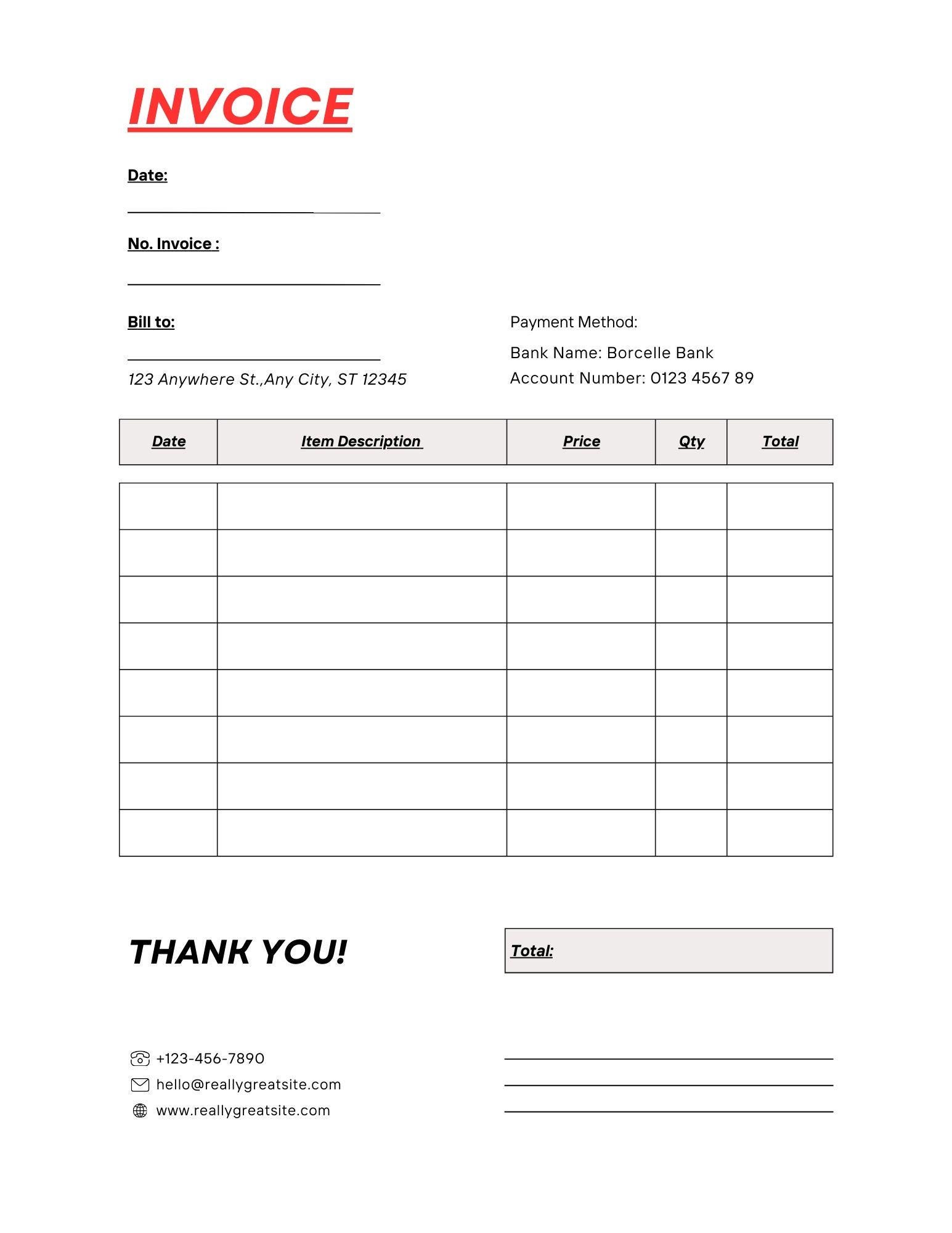 Editable Business Invoice,digital Invoice,minimalist Invoice Template ...