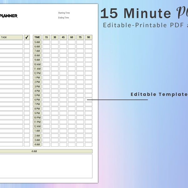 15 Minute Planner - Etsy