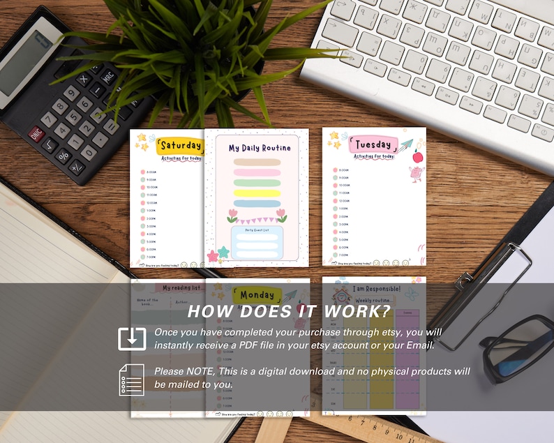 Printable Digital Kids Planner, Printable Planner, Children's Organizer ...
