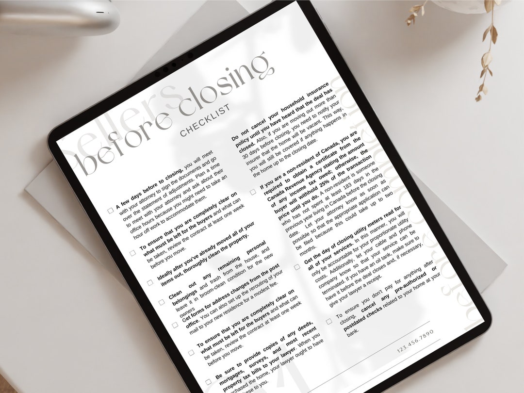 Seller's Before & After Closing Checklist, After Closing Checklist ...