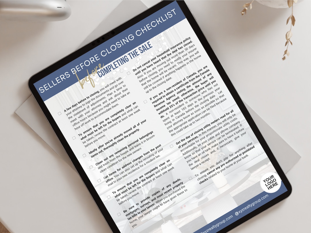 Seller's Before & After Closing Checklist, After Closing Checklist ...