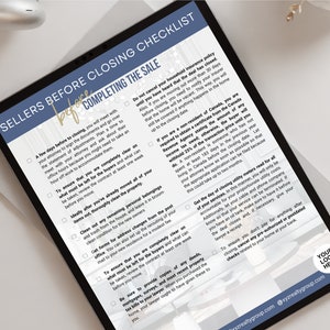 Seller's Before & After Closing Checklist, After Closing Checklist ...