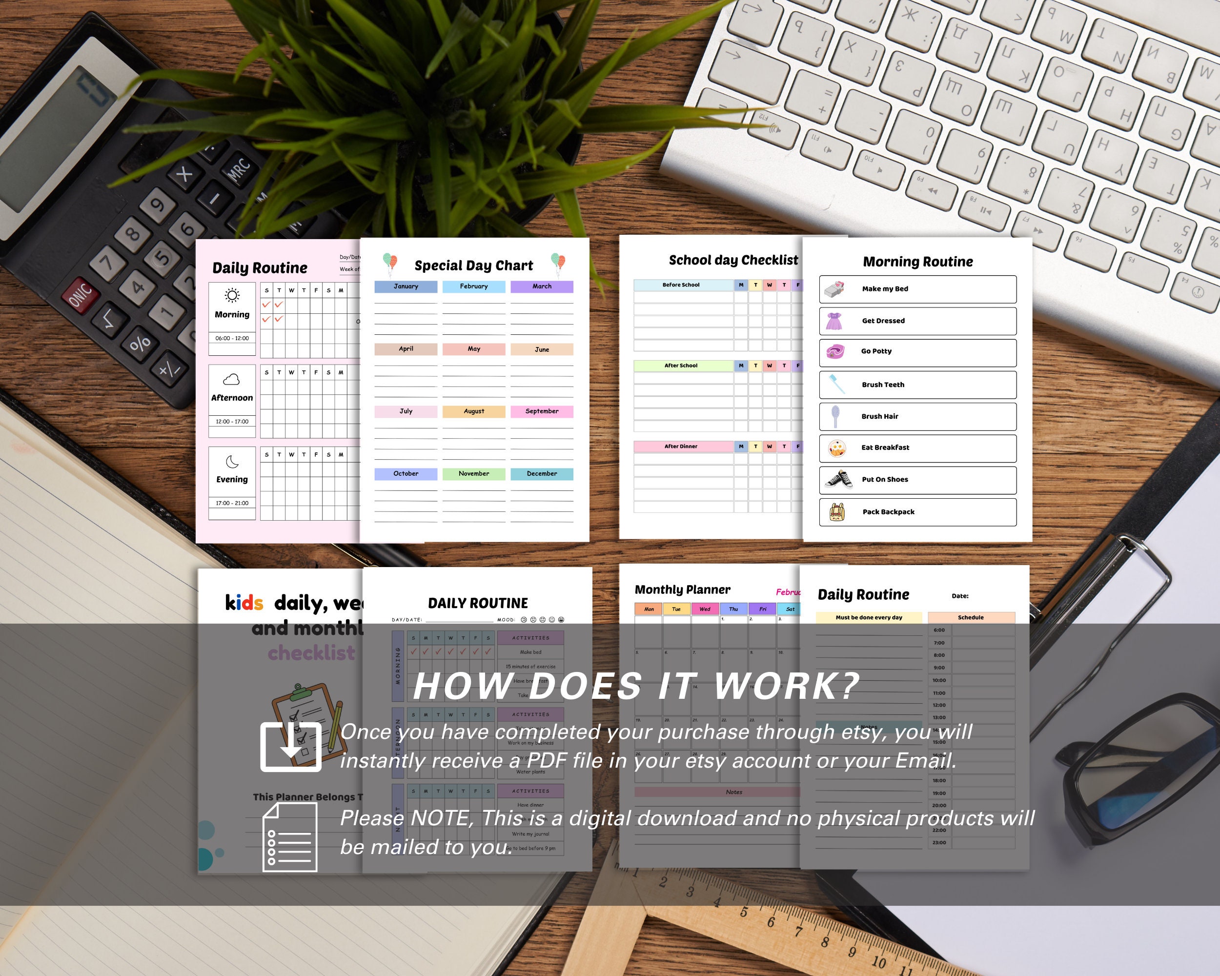 Printable Digital Kids Planner, Printable Planner, Children's Organizer ...