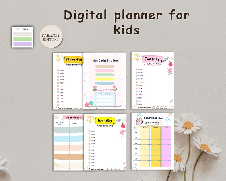 Printable Kids Planner, Daily Schedule & Homework Tracker (digital ...