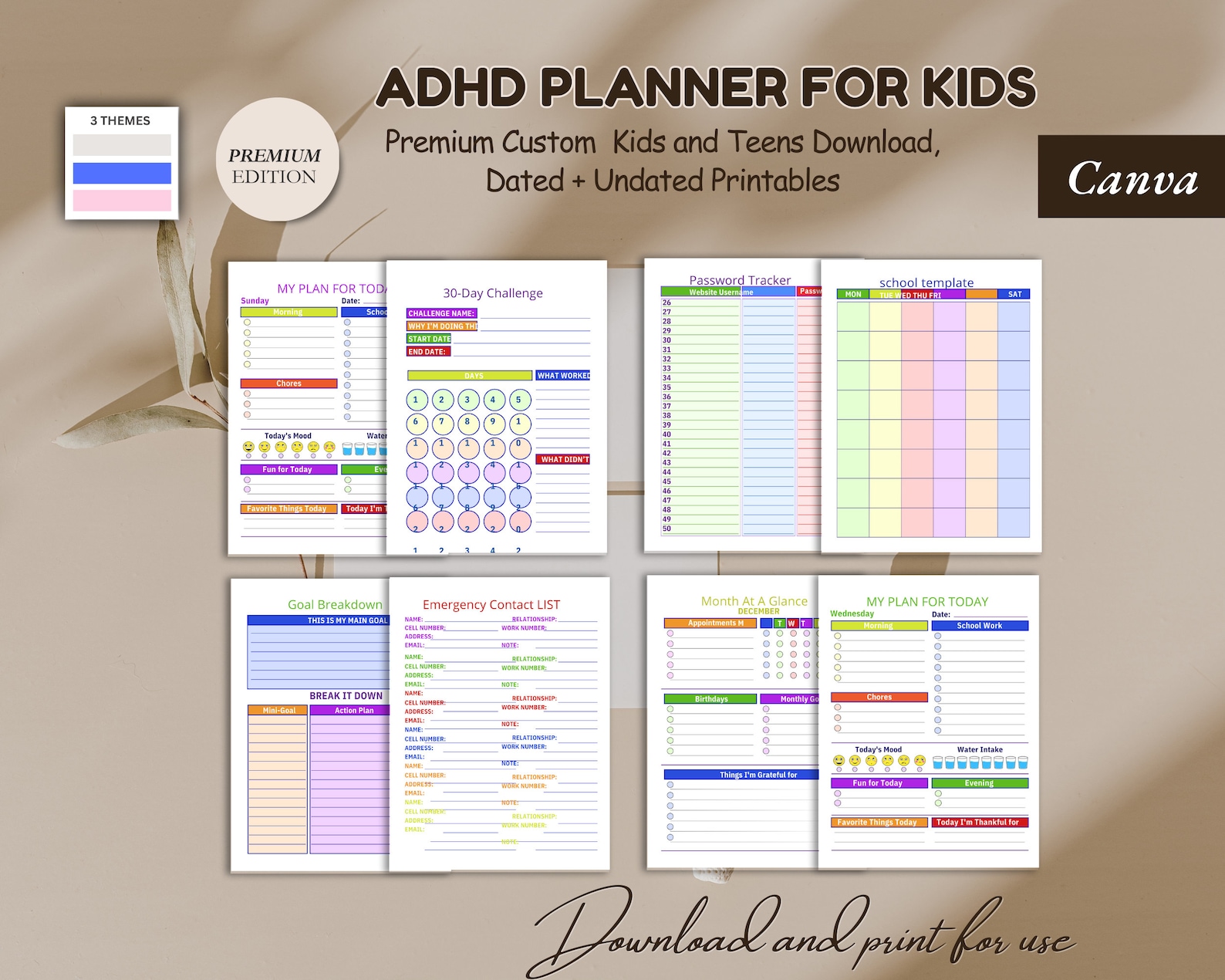 Colorful ADHD Planner for Kids, Weekly Planner, Visual Schedule ...