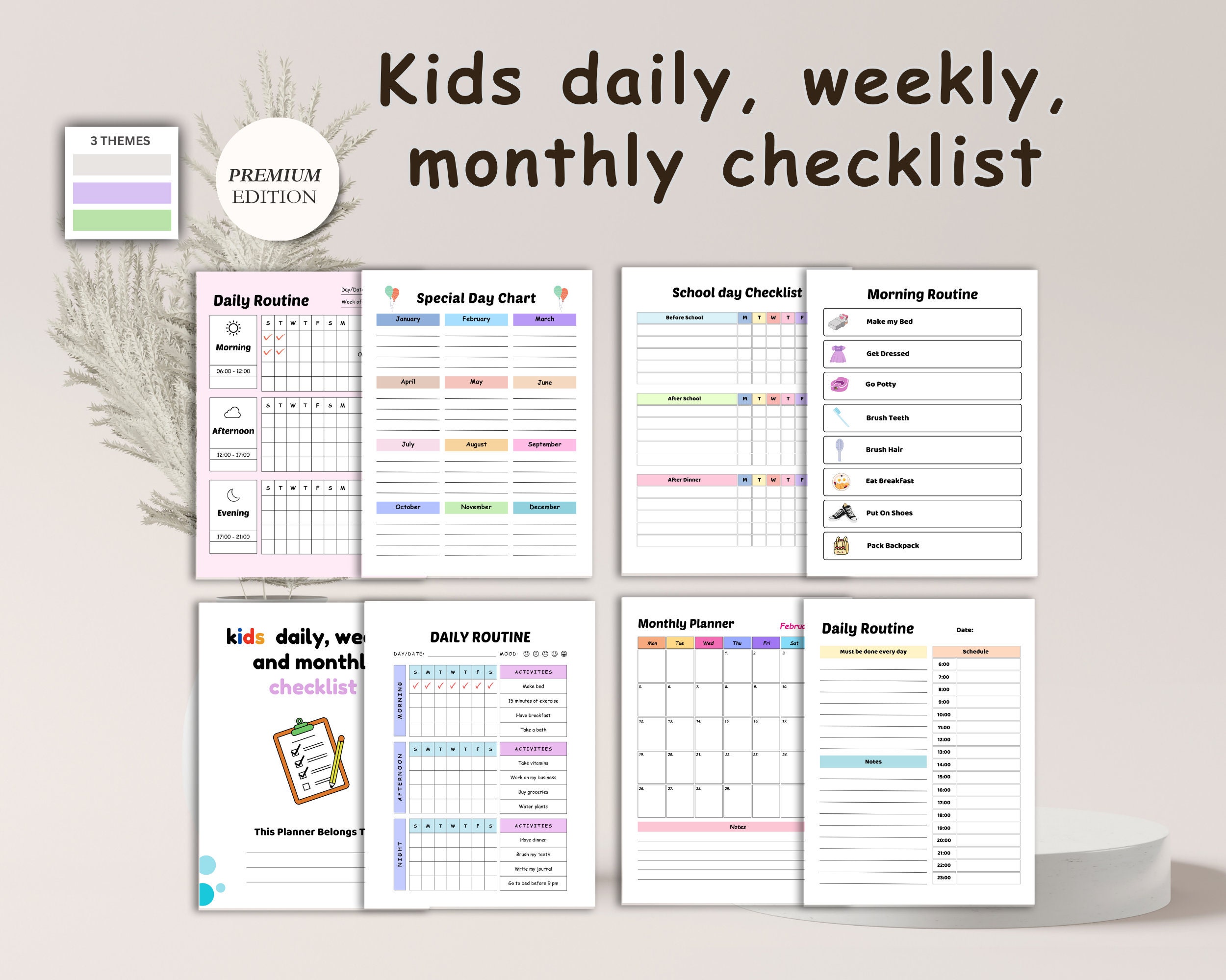 Printable Digital Kids Planner, Printable Planner, Children's Organizer ...