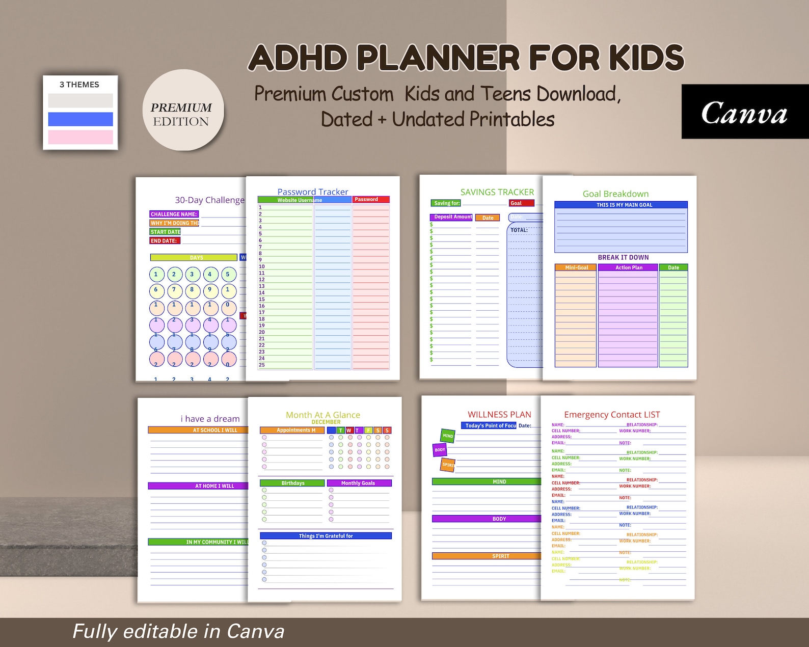 Colorful ADHD Planner for Kids, Weekly Planner, Visual Schedule ...