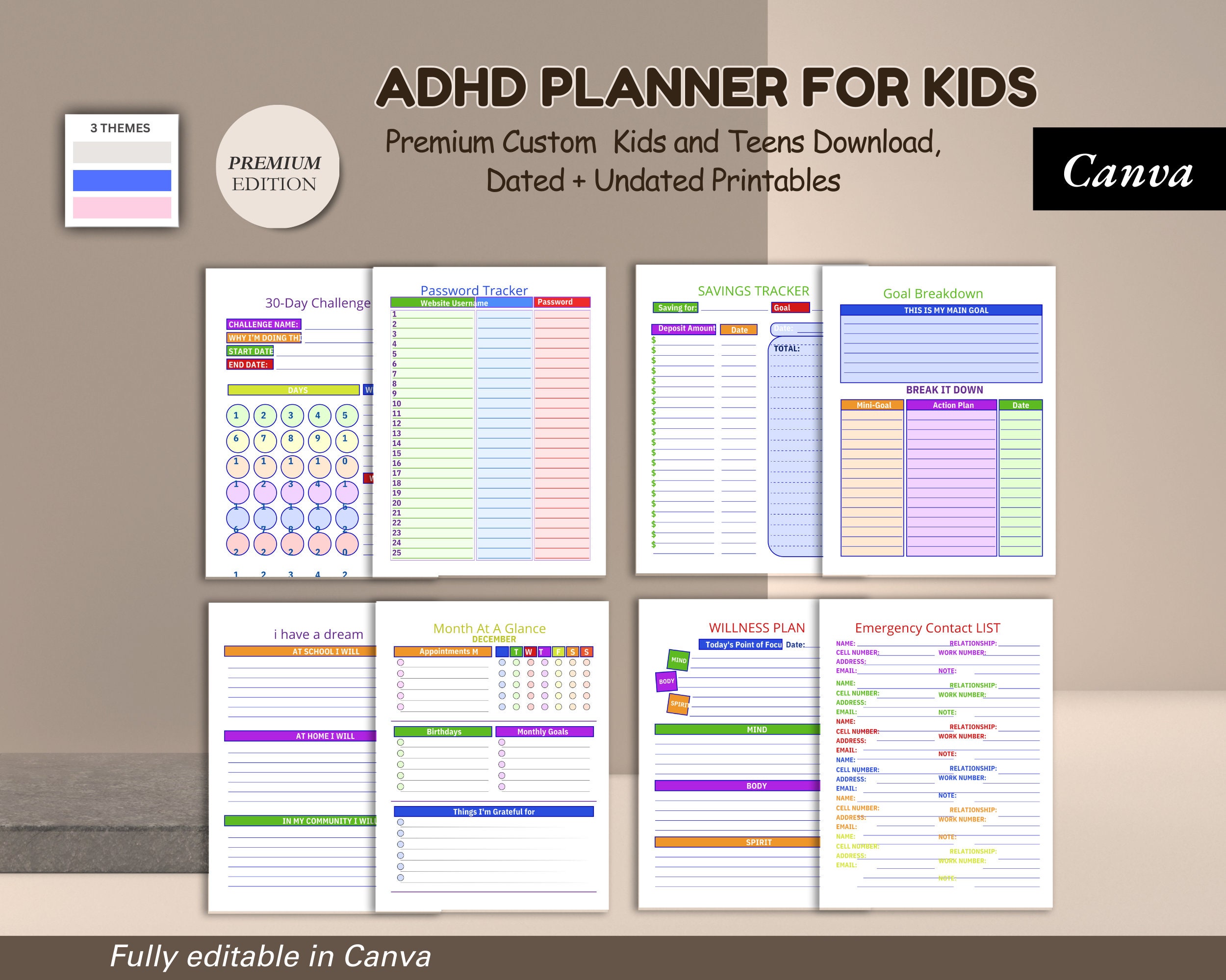 Colorful ADHD Planner for Kids, Weekly Planner, Visual Schedule ...